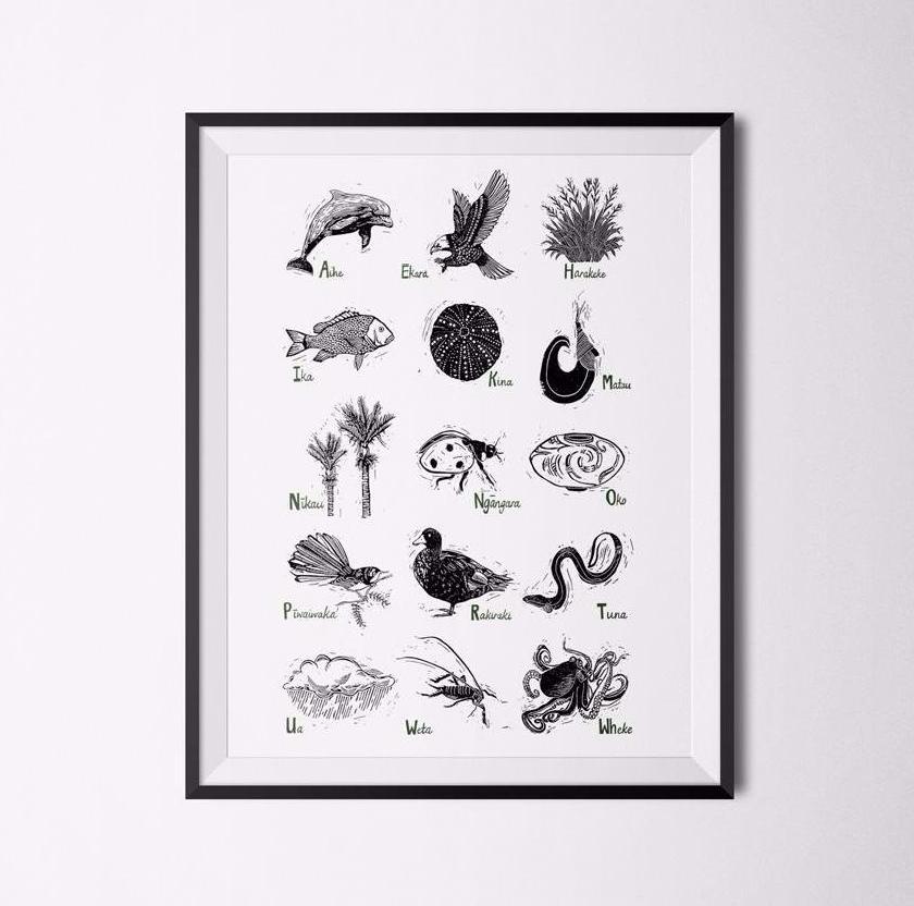 Te Reo Māori Illustrated Alphabet Poster - Digital Download– Aho Creative
