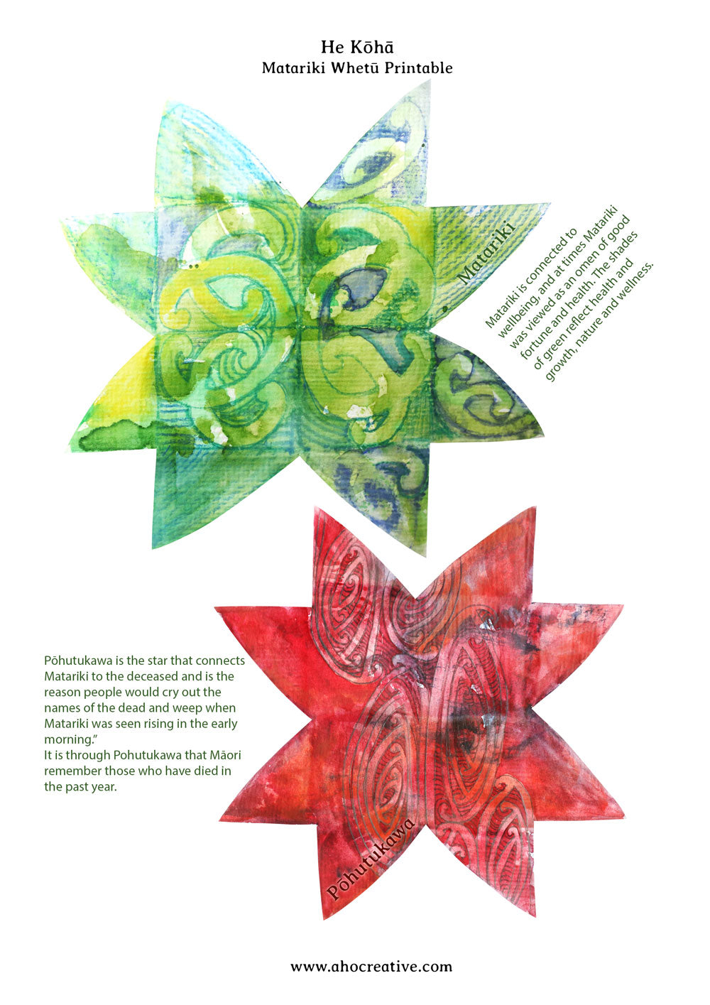 Free Aho Matariki Printable – Aho Creative